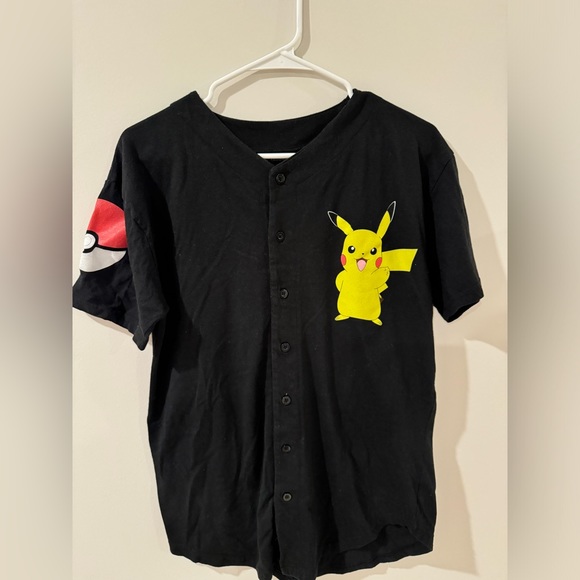 Shirts | Pokemon Pikachu 25 Button Down Baseball Jersey Black Small ...